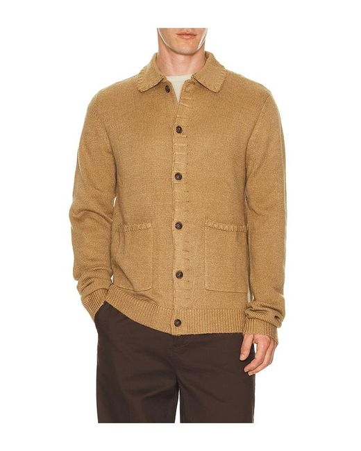 Rhythm Whip Stitch Button Up Knit Cardigan in Brown for Men | Lyst UK