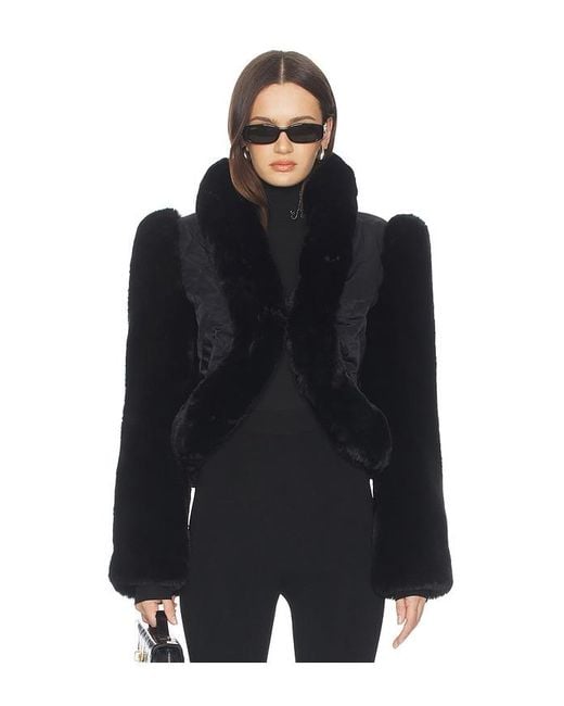 AFRM Daya Faux Fur Jacket in Black | Lyst
