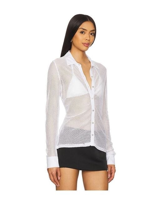 Goldie All Fishnet Shirt in White | Lyst