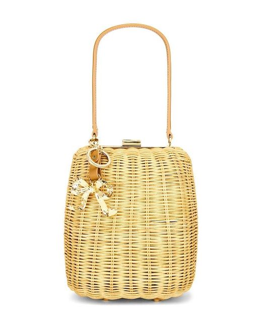 Self-Portrait Rattan Bag With Keychain in Yellow | Lyst
