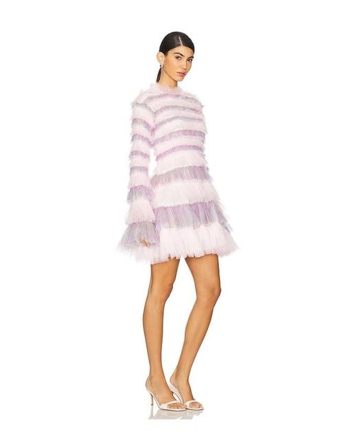 SUSAN FANG Shirred Tulle Mini Dress in Pink | Lyst
