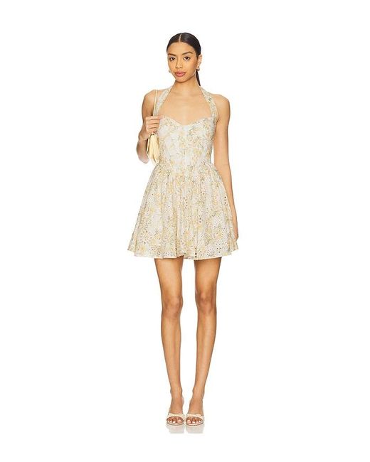 Bardot Pollie Halter Mini Dress in Natural | Lyst