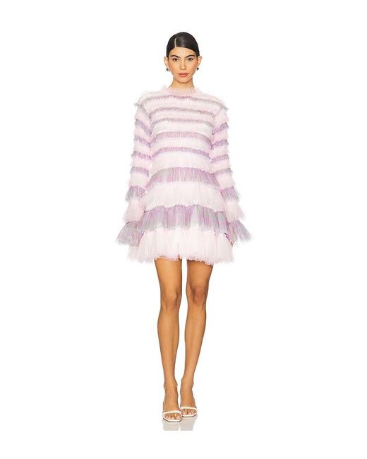 SUSAN FANG Shirred Tulle Mini Dress in Pink | Lyst