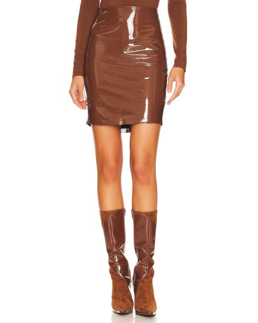 Commando Faux Patent Leather Mini Skirt In Brown Lyst