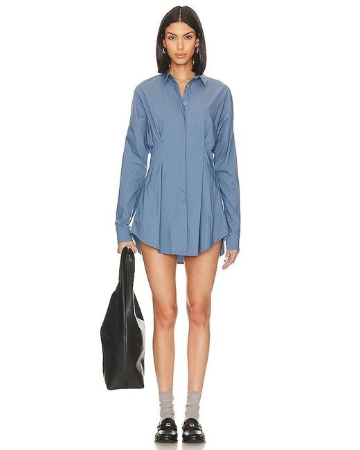 OW Collection Ella Shirt Dress in Blue | Lyst