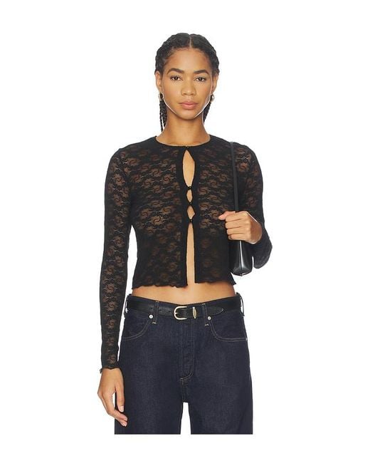 Only Hearts Stretch Lace Lace Classic Cardi in Black | Lyst UK