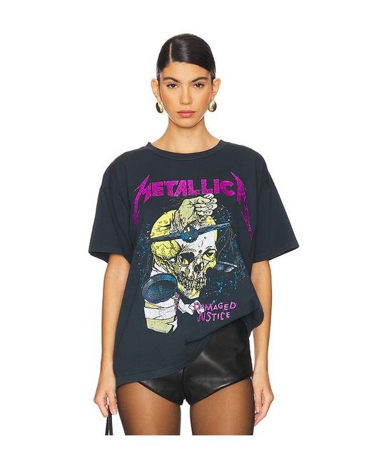 Daydreamer Metallica Damaged Justice Merch Tee in Blue | Lyst