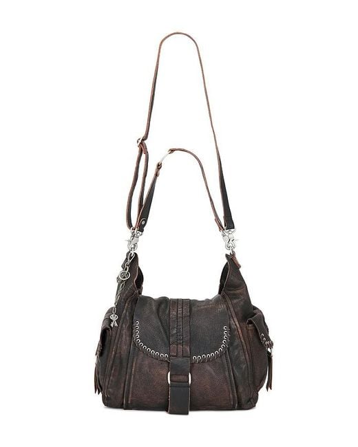 Free People X We The Free Leigh Distressed Hobo Bag in Black | Lyst