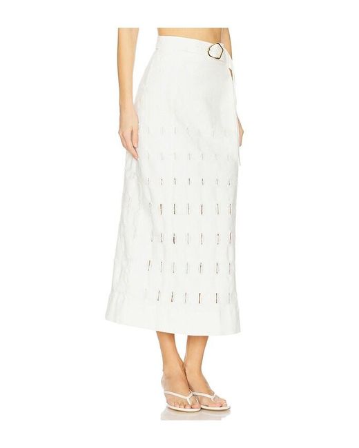 AMUR Jay Textured Midi Skirt in White | Lyst