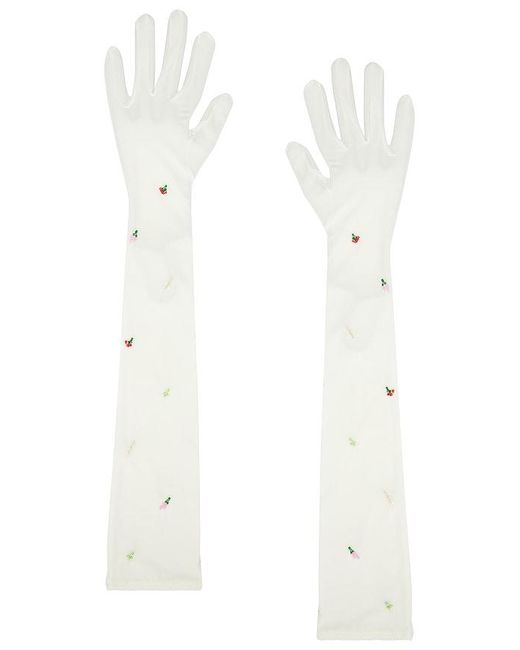 Anna October Lara Long Gloves in White | Lyst