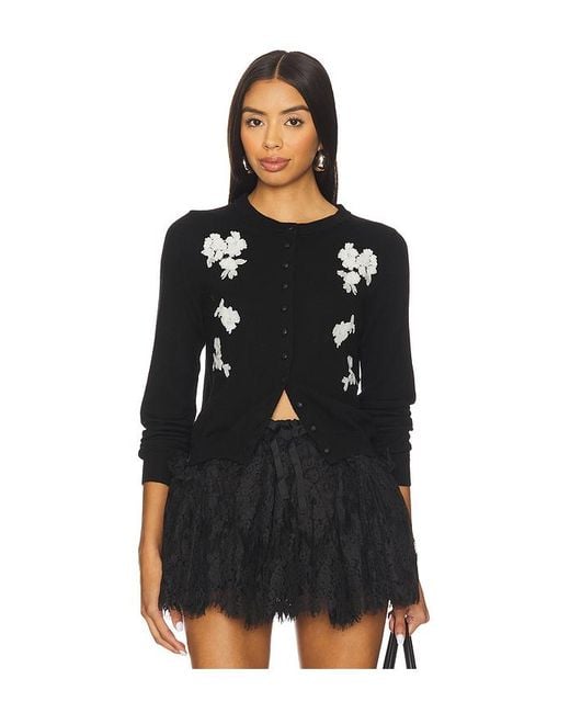 YUHAN WANG Floral Sequin Cardigan in Black | Lyst UK