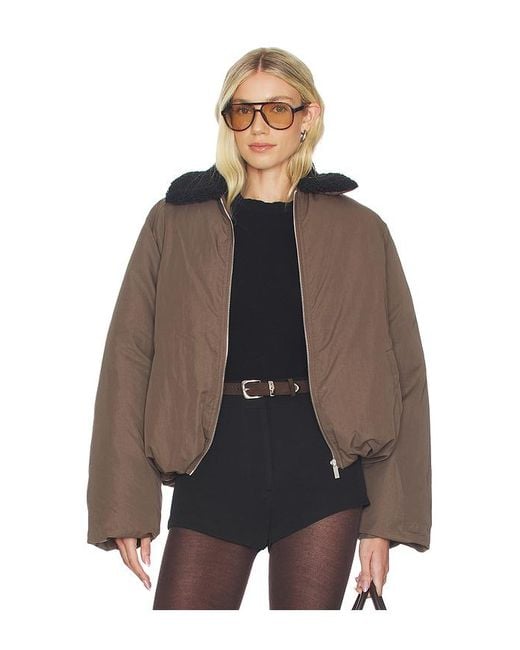 WeWoreWhat Faux Fur Collar Balloon Jacket in Brown | Lyst UK