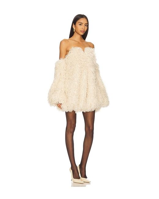 Aniye Records Nika Faux Fur Puffy Dress in Natural | Lyst UK