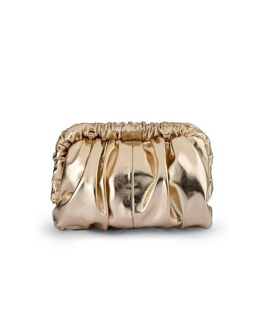 OLGA BERG Betty Metallic Clutch in Natural | Lyst