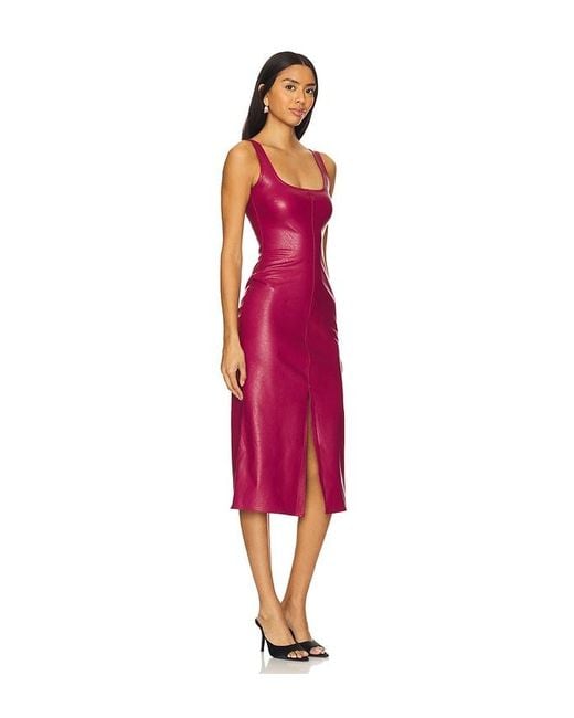Commando Faux Leather Midi Tank Dress in Red | Lyst