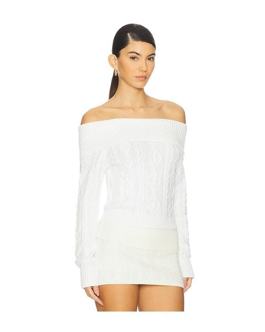 Frankie's Bikinis Saint Cable Knit Sweater in White | Lyst UK