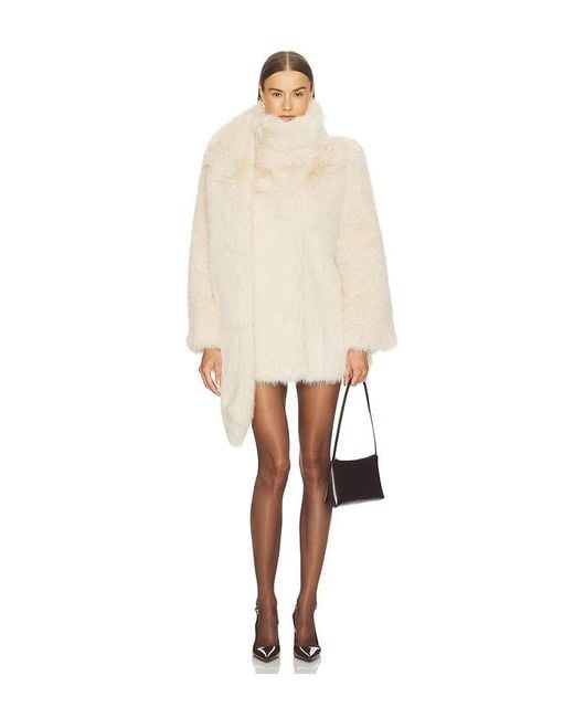 LOBA Brenda Faux Fur Coat in Natural | Lyst