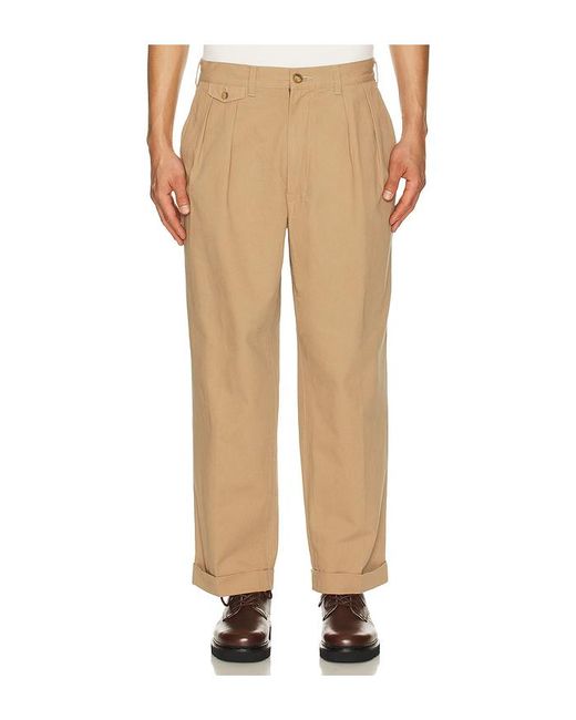 Beams Plus 2 Pleats Trousers Twill in Natural for Men | Lyst UK