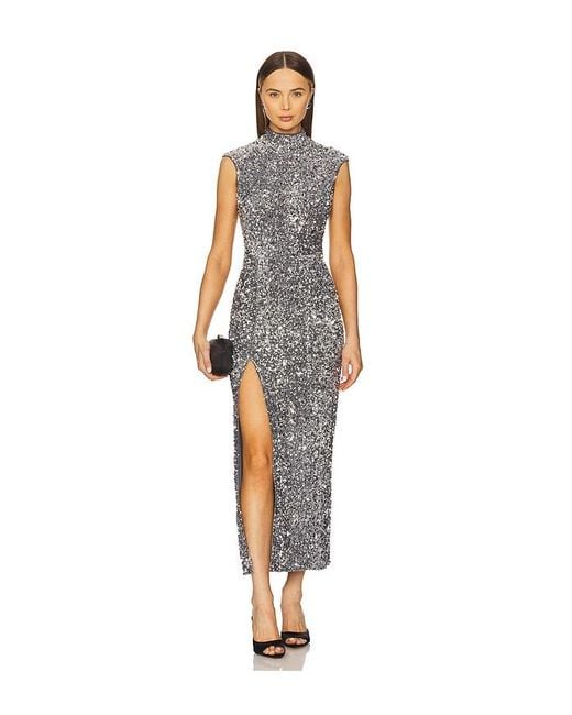 Bardot Kelso Velvet Sequin Maxi Dress in Black | Lyst