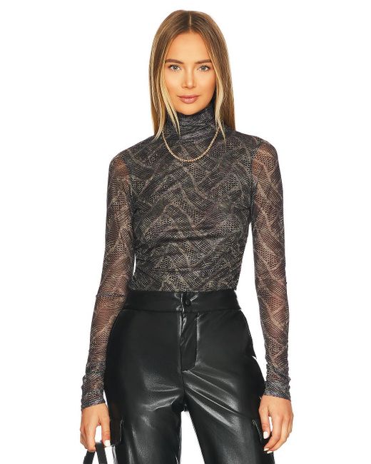 Cinq À Sept Synthetic Fishnet Shirred Mesh Tutleneck in Black | Lyst