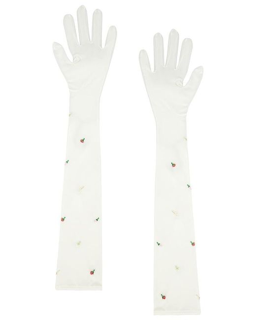 Anna October Lara Long Gloves in White | Lyst