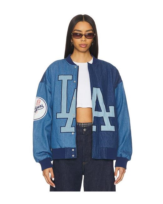 Terez X Revolve Dodgers Denim Logo Bomber in Blue | Lyst UK