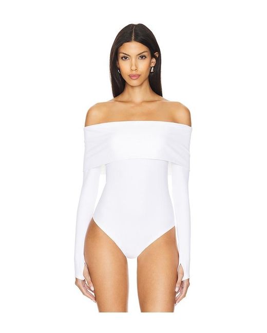 Alice + Olivia Elia Off Shoulder Bodysuit in White | Lyst