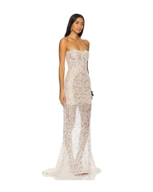 Bronx and Banco Giselle Embellished Gown in Natural | Lyst UK