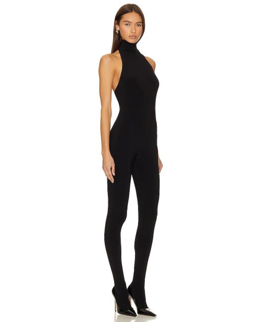 Norma Kamali X Revolve Halter Turtle Catsuit With Footsie in Black | Lyst