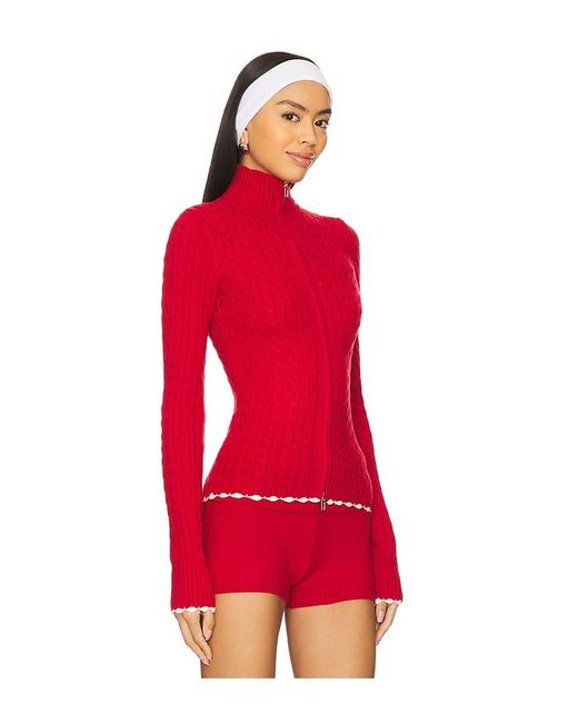 Frankie's Bikinis Carter Cable Knit Sweater in Red | Lyst