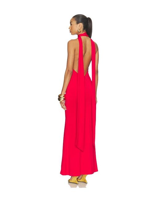 GUIZIO Scarf Open Neck Dress in Red | Lyst UK