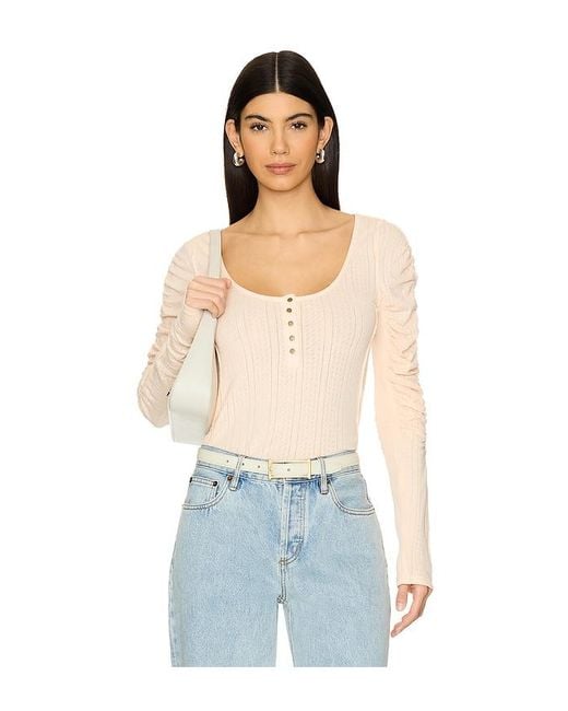 Free People Hope Henley Top in Blue | Lyst