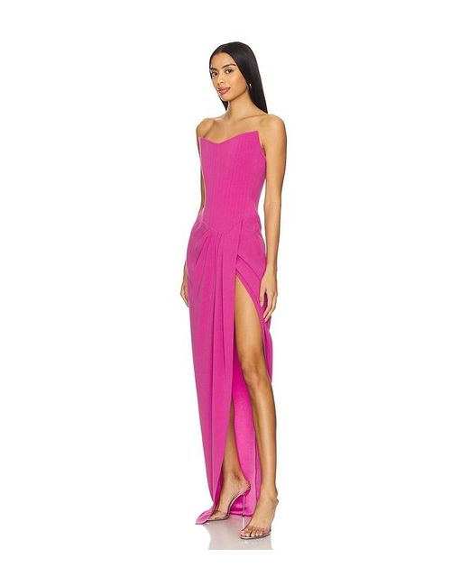 Alex Perry Asymmetric Corset Gown in Pink | Lyst
