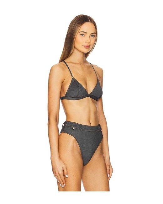 Tropic of C Denim Bikini Top in Black | Lyst