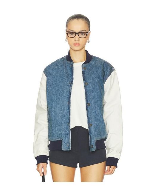 Guess Denim Letterman Jacket in Blue | Lyst