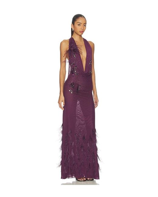 Jaded London Maxi Cowl Feather Dress in Purple | Lyst