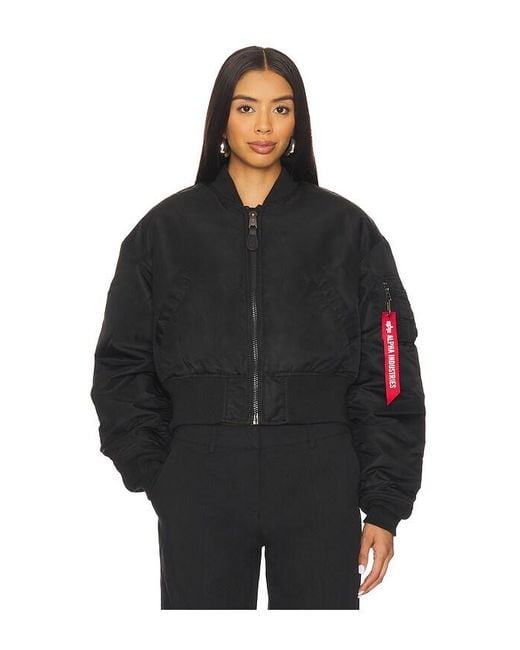 Alpha Industries Ma-1 Cropped Flight Jacket in Black | Lyst UK