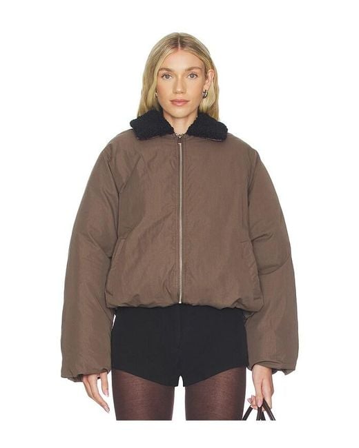 WeWoreWhat Faux Fur Collar Balloon Jacket in Brown | Lyst UK