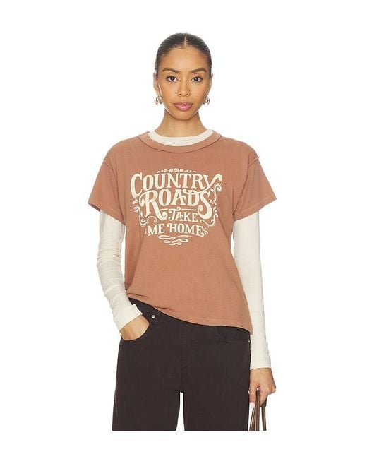 Daydreamer John Denver Country Road Reverse Gf Tee in Brown | Lyst UK