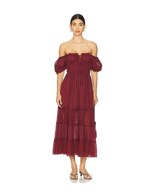 Free People Falling Sun Midi Dress in Red | Lyst