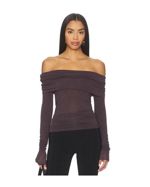 Skims Sheer Modal Off Shoulder Long Sleeve in Black | Lyst