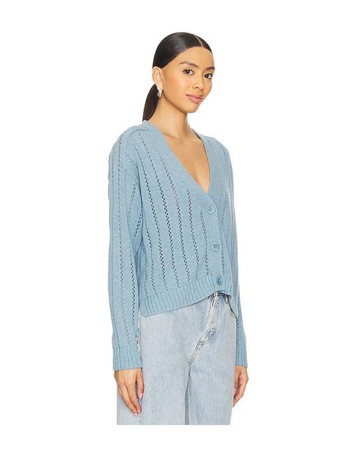 Autumn Cashmere Cropped V Neck Cardigan With Pointelle Ladder Stitch in ...