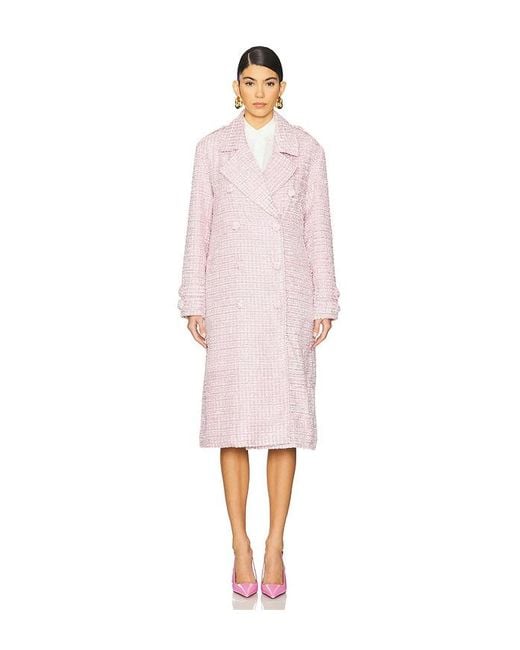For Love & Lemons Strawberry Cream Tweed Coat in Pink | Lyst