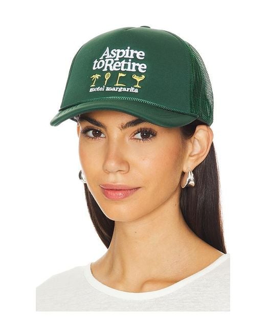 Motel Margarita Aspire To Retire Trucker Hat in Green | Lyst