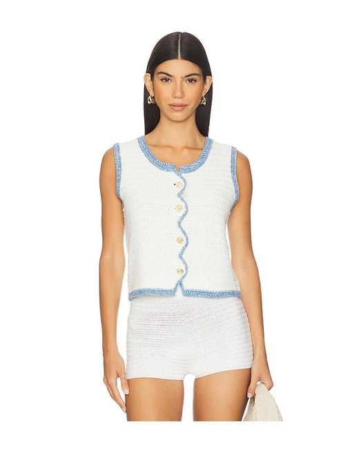 Central Park West Rose Scallop Edge Tank in White | Lyst