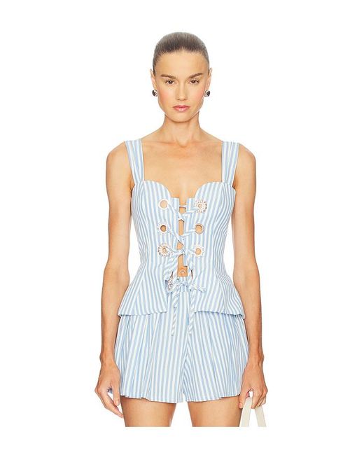 Area Crystal Grommet Poplin Corset Top in White | Lyst UK