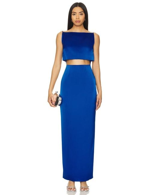 RUMER Oracle Boatneck Gown in Blue | Lyst UK