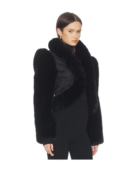 AFRM Daya Faux Fur Jacket in Black | Lyst