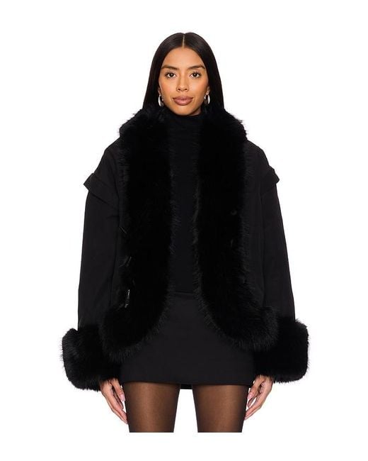 OW Collection Kyoto Faux Fur Bomber Jacket in Black | Lyst