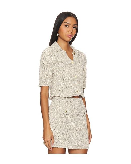 Asta Resort Morgan Polo Cardigan in Natural | Lyst